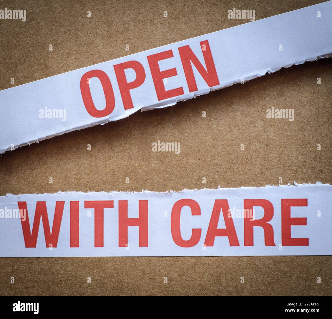Package WIth Open With Care Label Stock Photo - Alamy