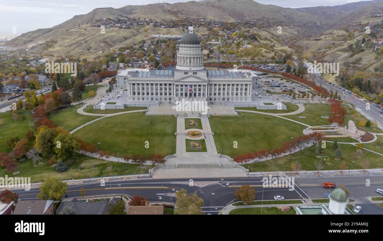 Aerial view of the Utah State Capitol Building. Utah became the 45th ...