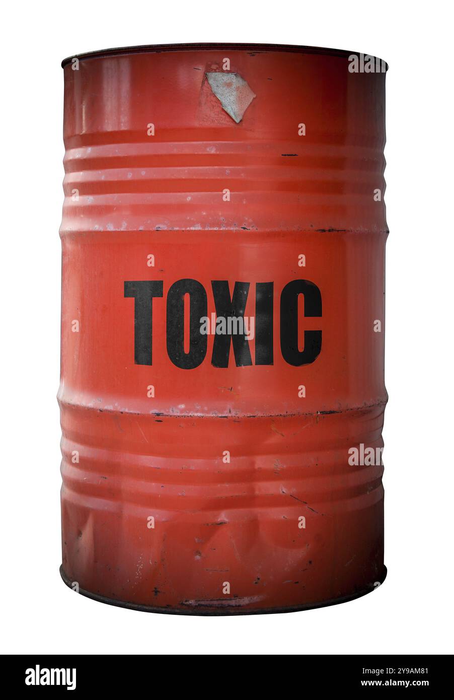 A Grunge Red Barrel Or Drum Filled With Toxic Waste Stock Photo - Alamy