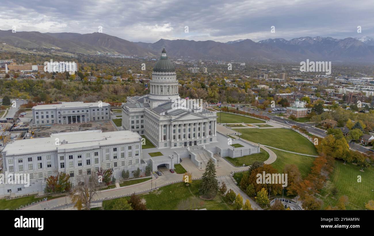 Aerial view of the Utah State Capitol Building. Utah became the 45th ...