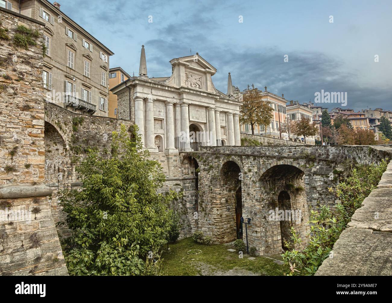 Gateway to the ancient Venetian walls of the medieval town of Bergamo ...