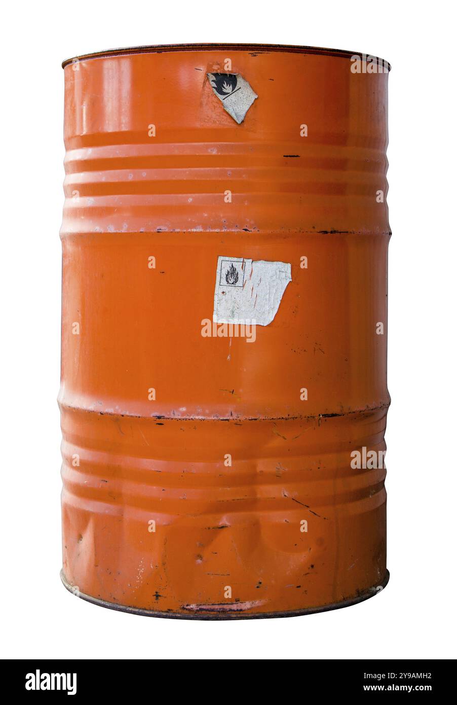 Isolated Oil Drum Or Barrel Of hazardous Waste WIth Warning Labels ...