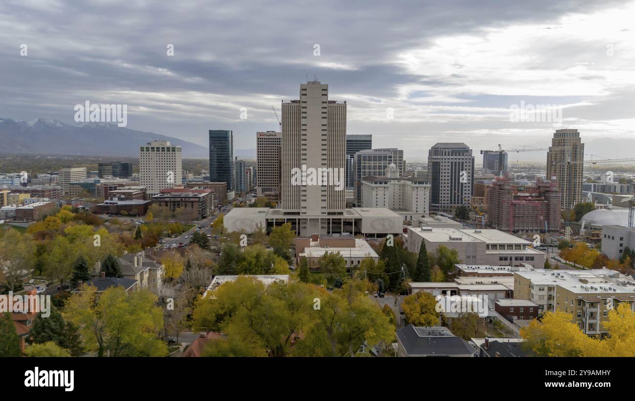 Aerial view of the Mormon Church Office Building, which is home to the ...