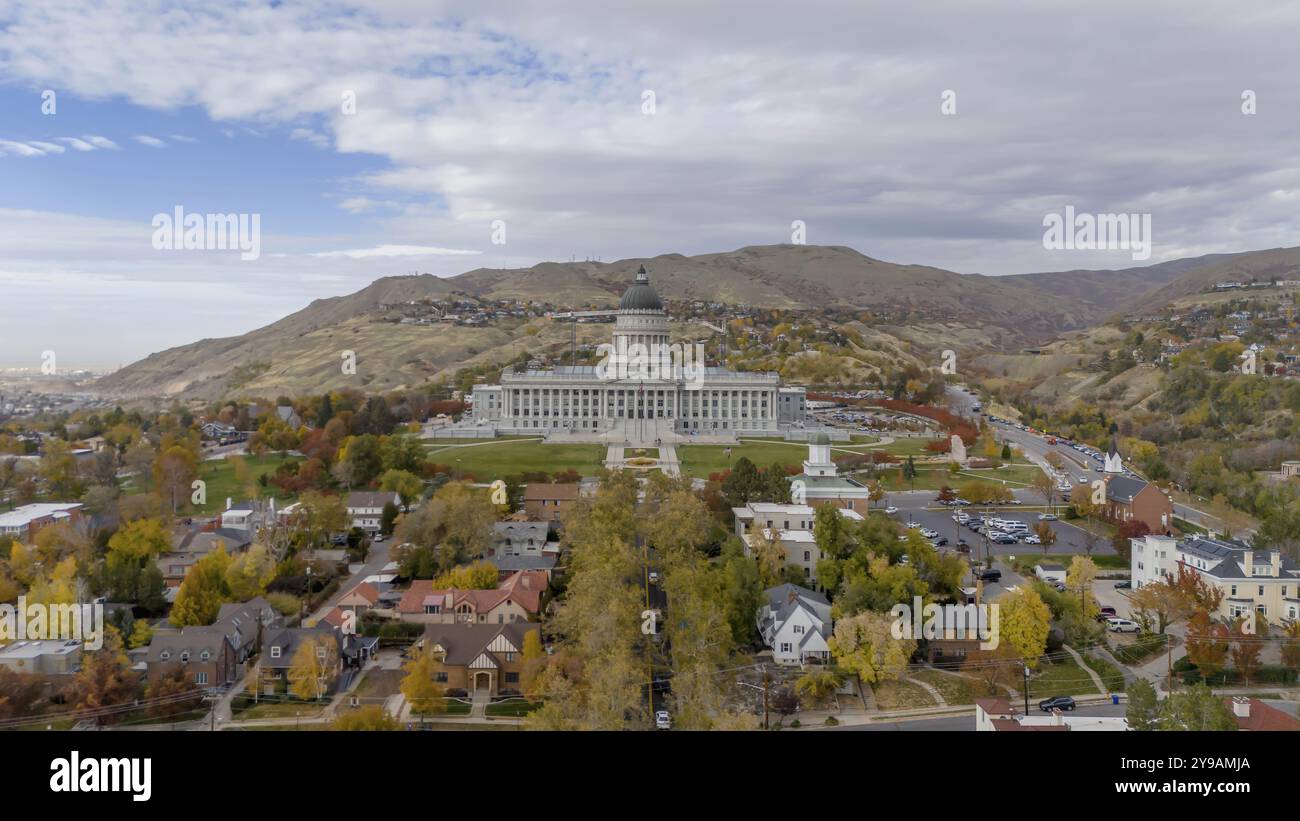 Aerial view of the Utah State Capitol Building. Utah became the 45th ...