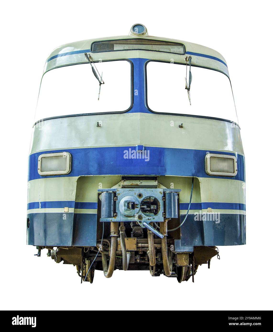 Grungy Vintage Diesel Commuter Train On White Background Stock Photo ...