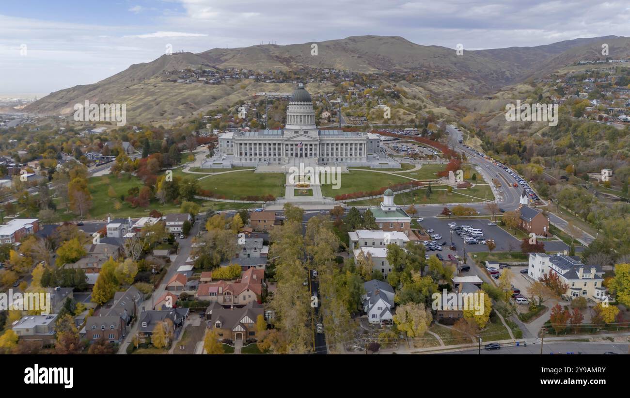 Aerial view of the Utah State Capitol Building. Utah became the 45th ...