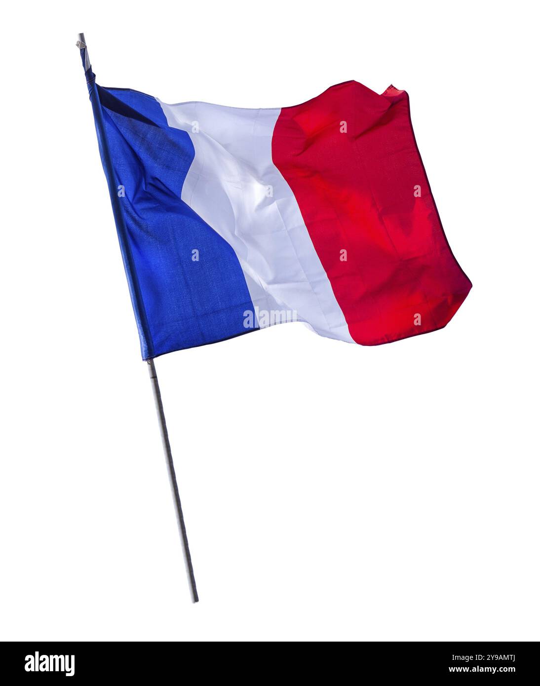 Isolated French Flag On A Pole Stock Photo - Alamy