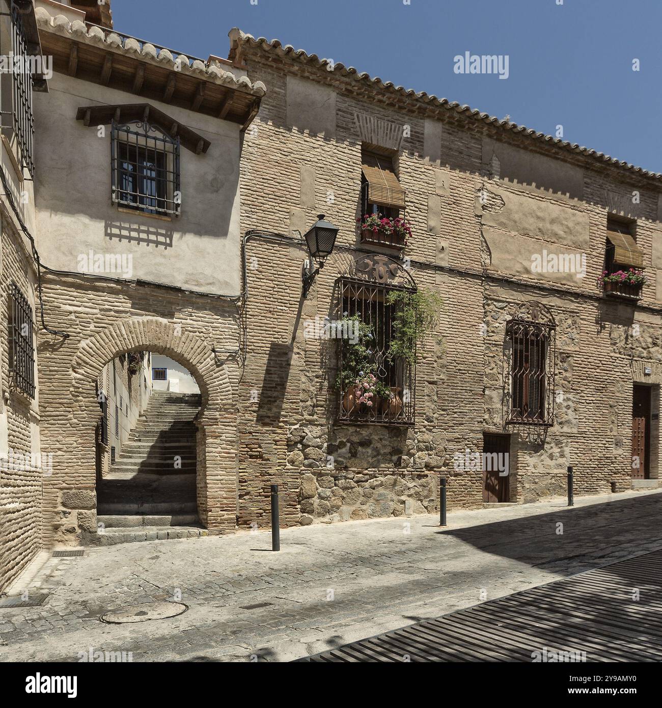Empty old street in Toledo, Spain, Europe Stock Photo - Alamy