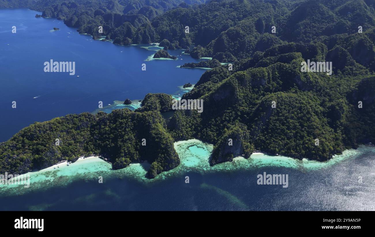 Aerial view of tropical Coron island in Philippines. Blue lagoons and ...