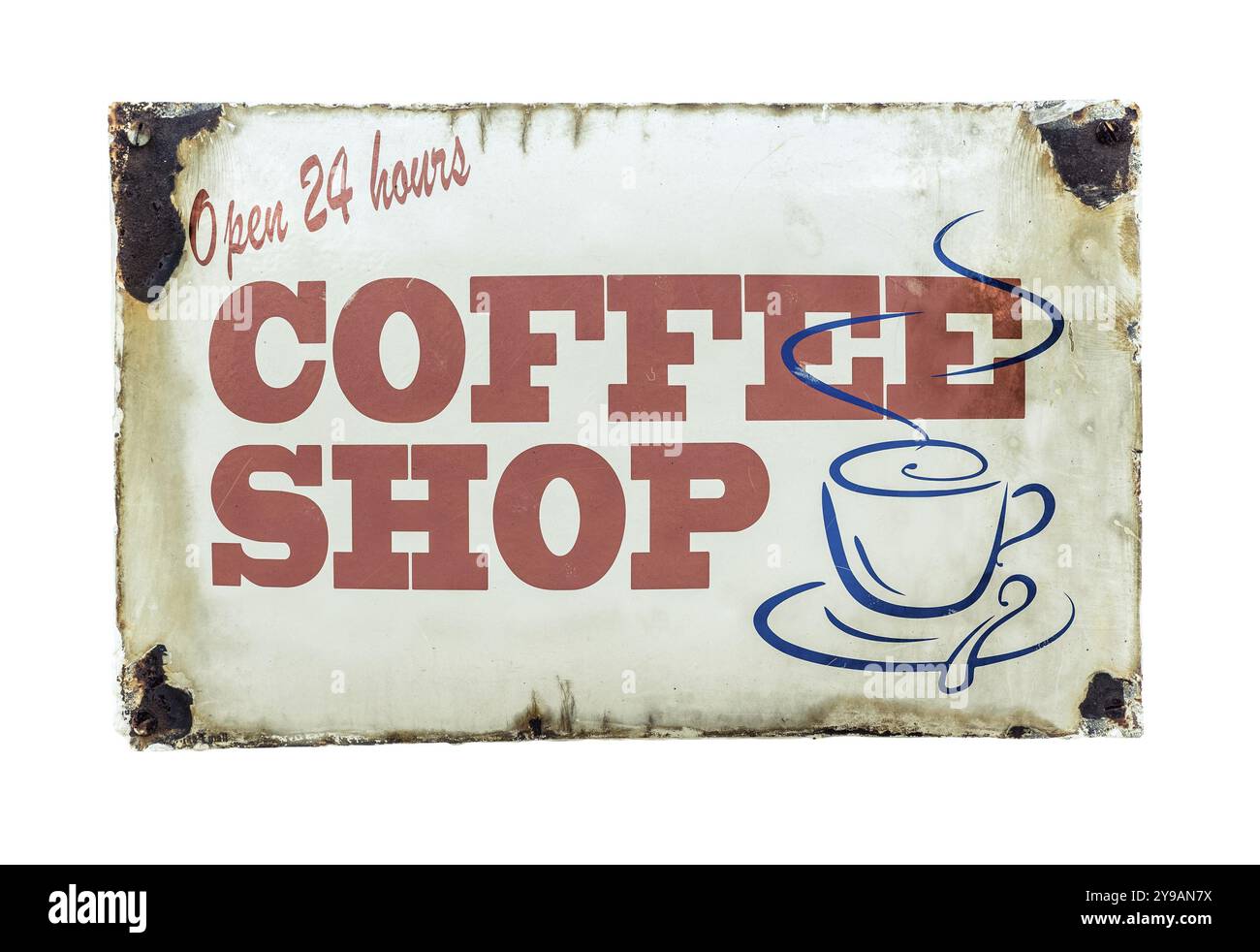 Isolated Retro Vintage Coffee Shop Sign For 24 Hour Diner Stock Photo ...