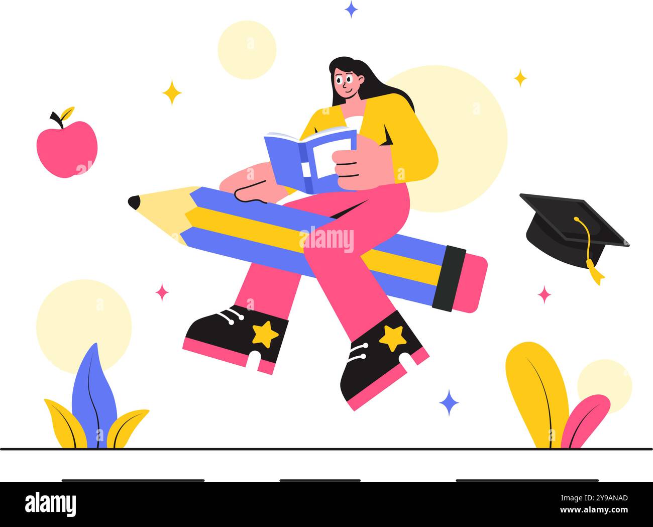 Education and Knowledge Books Vector Illustration featuring People ...