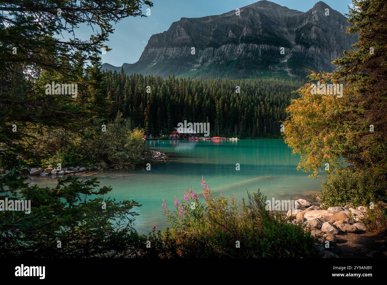 Beautiful landscape in banff national park with mountains, lakes in the ...