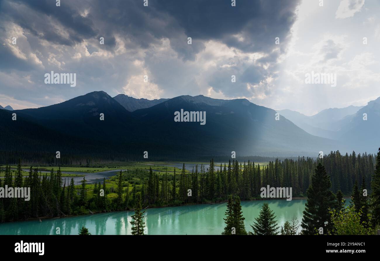 Beautiful landscape in banff national park with mountains, lakes in the ...