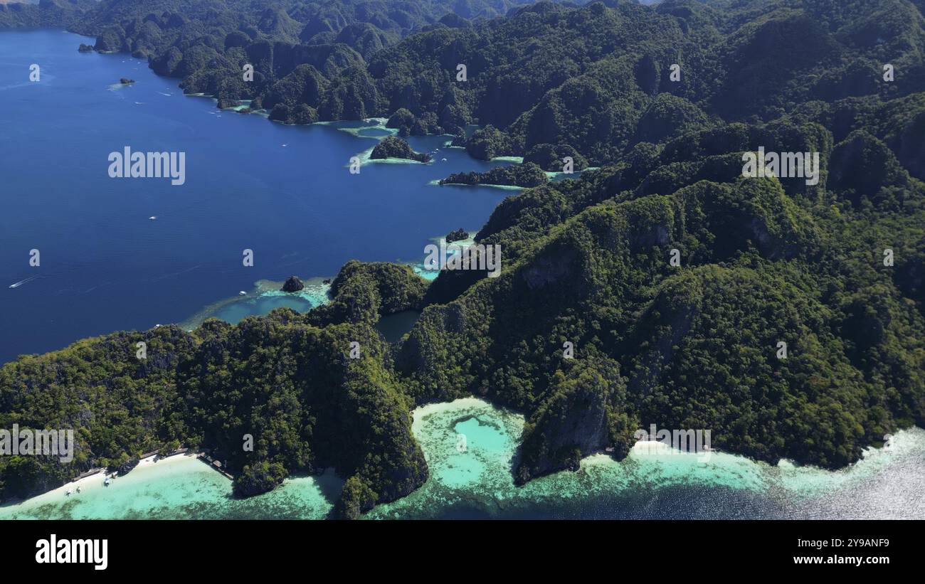 Aerial view of tropical Coron island in Philippines. Blue lagoons and ...