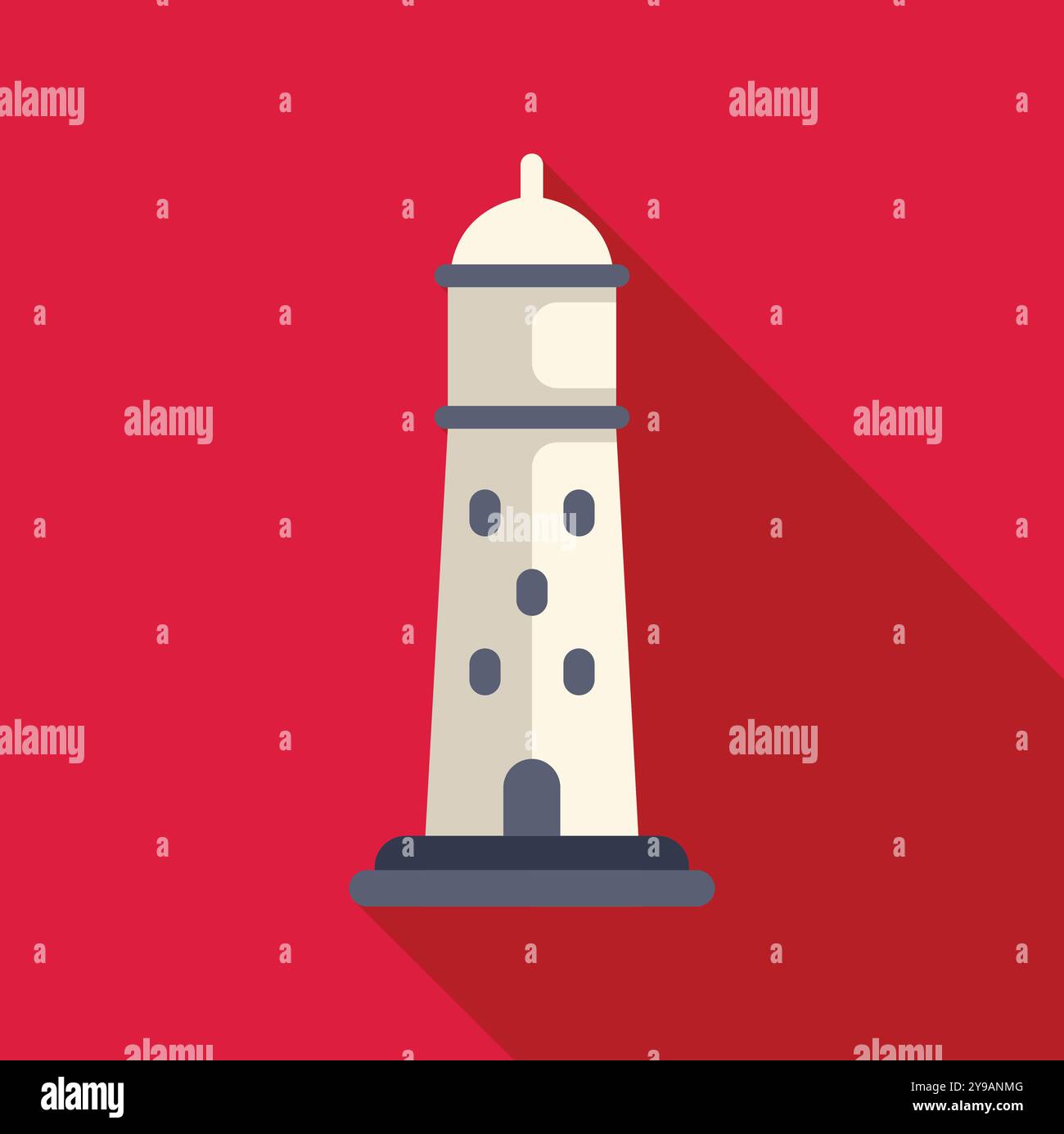 Minimalist vector illustration featuring a white lighthouse casting a ...