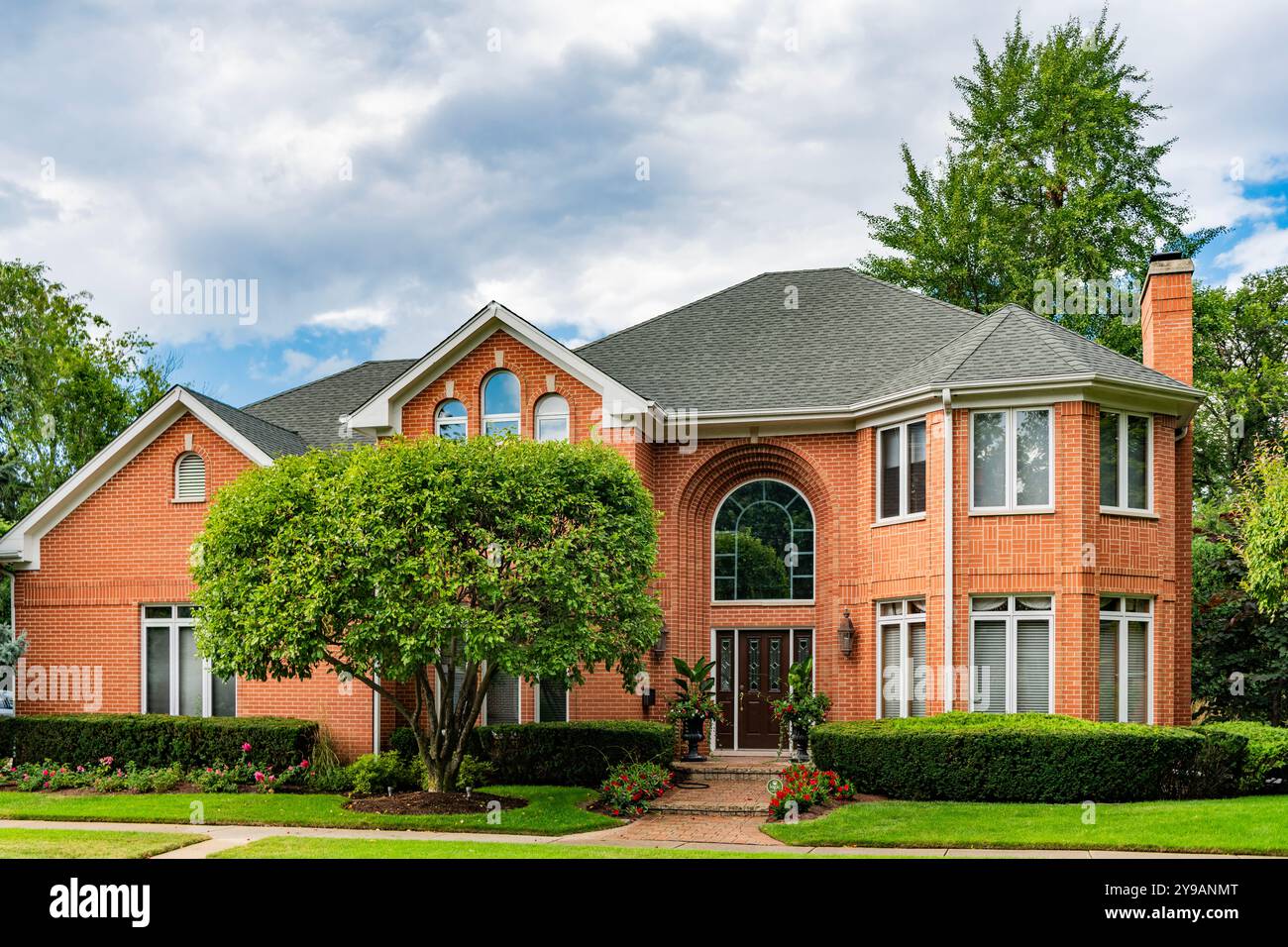 Suburb exterior with private housing. Suburban neighborhood. Private ...