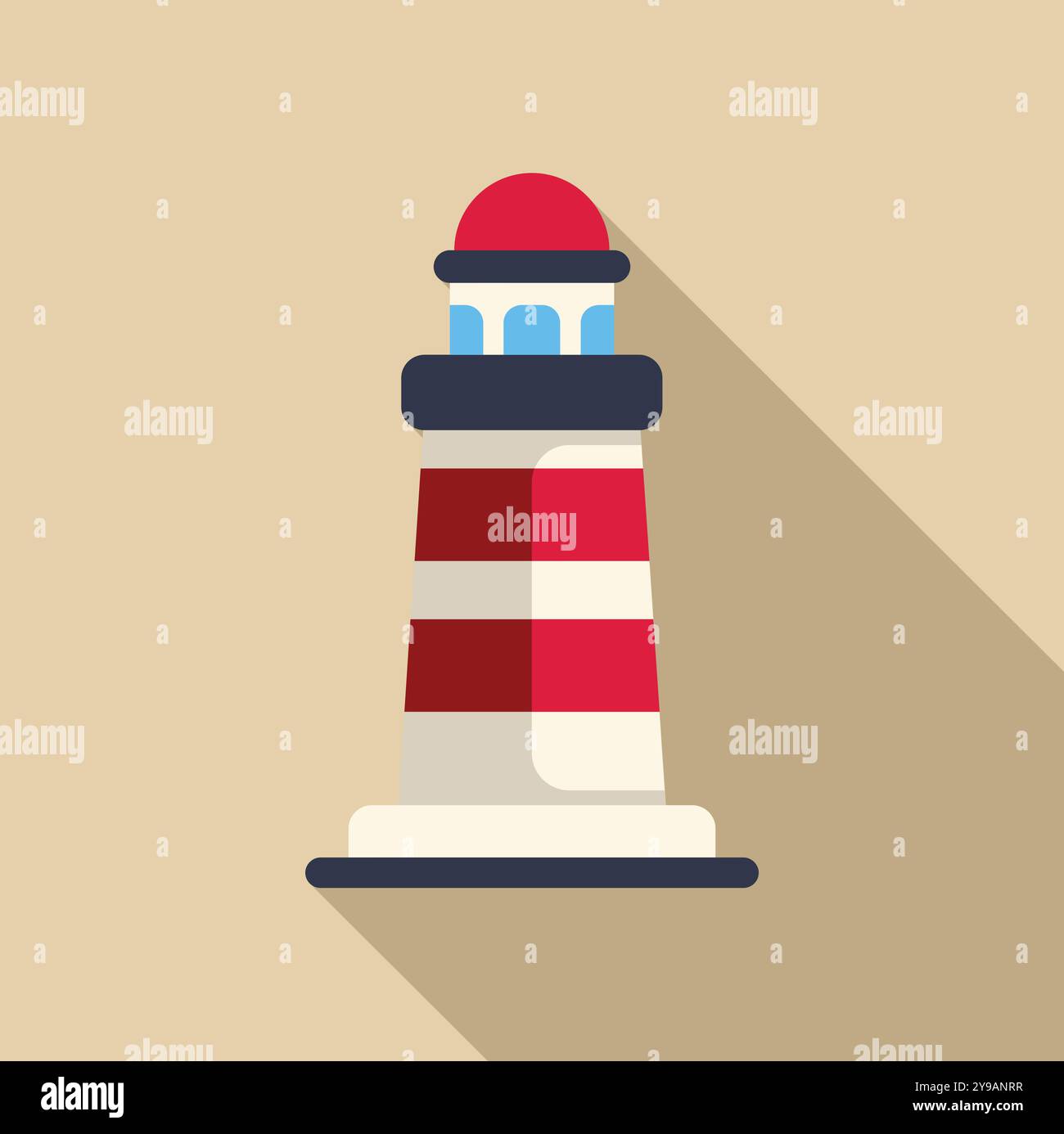 Minimalist vector illustration of a classic red and white lighthouse ...