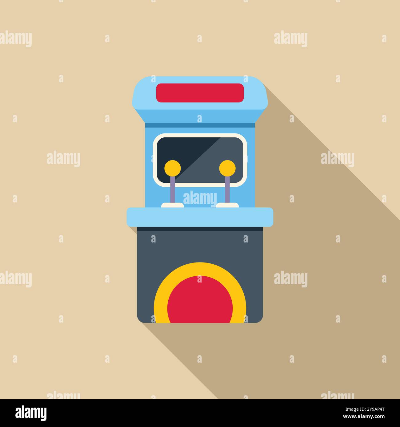 Two Players Standing Arcade Game Machine With Joysticks Screen Illuminated Buttons And Coin