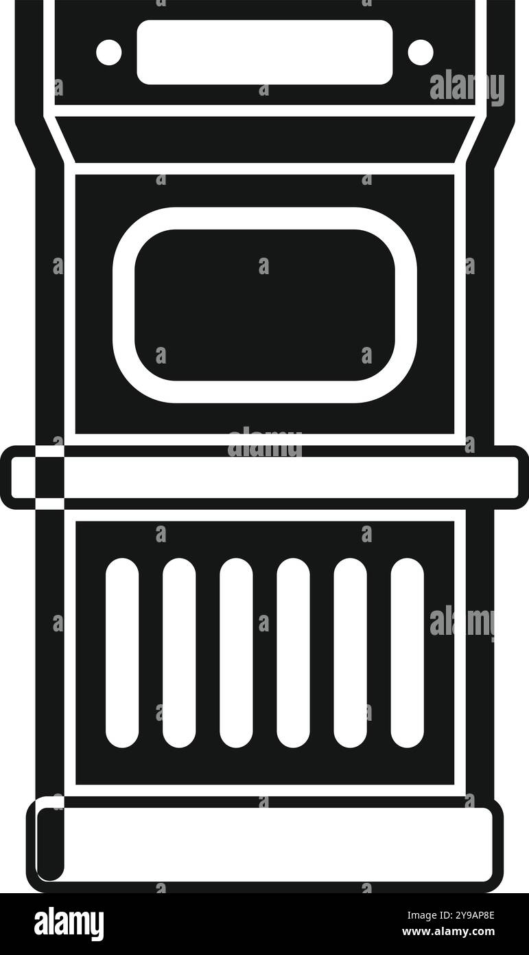 Simple vector icon of classic upright arcade game with blank screen and ...