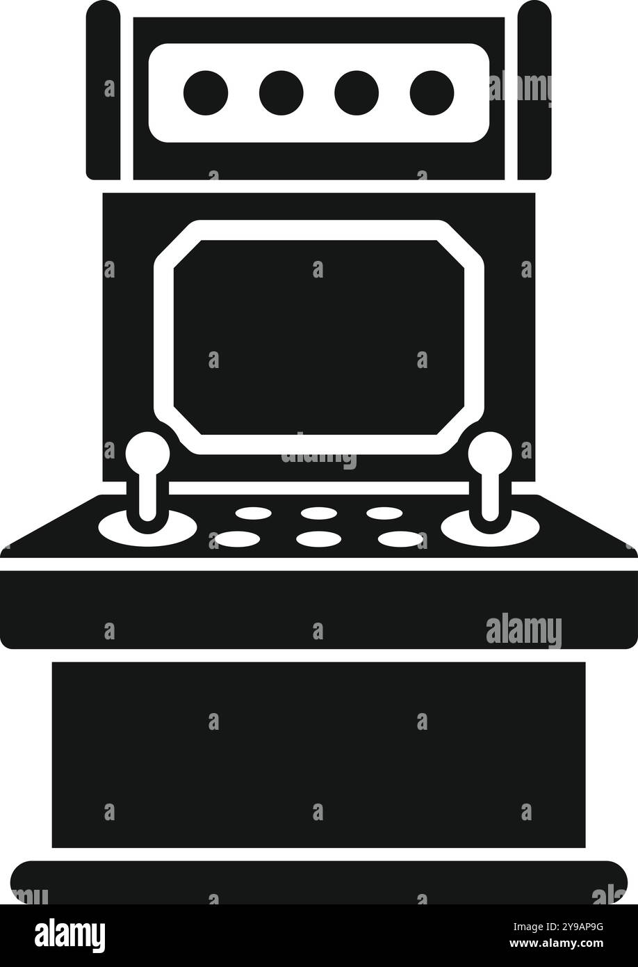 Black silhouette of an arcade game machine standing on white background ...