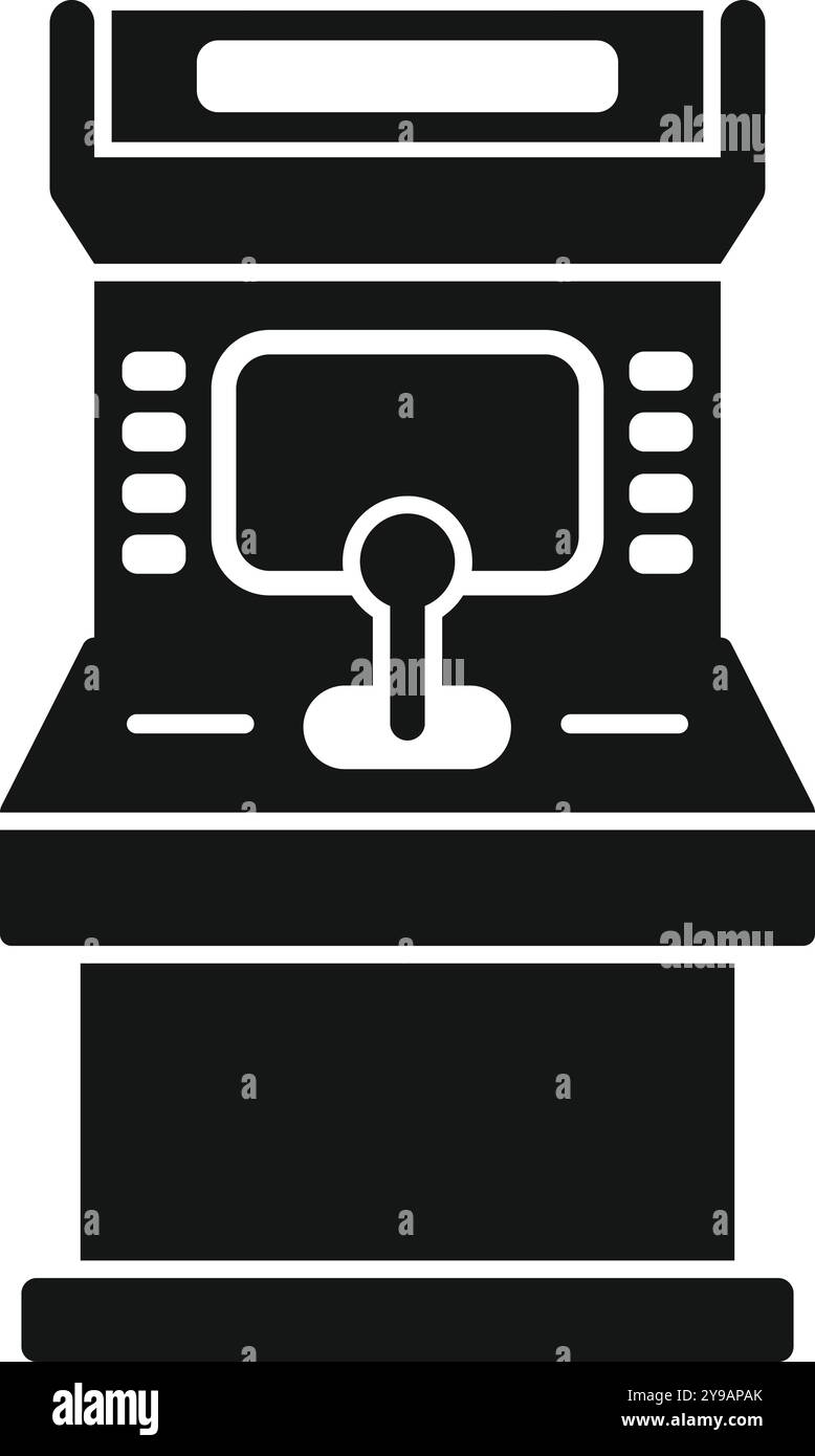 This silhouette icon represents a classic arcade game machine, evoking ...