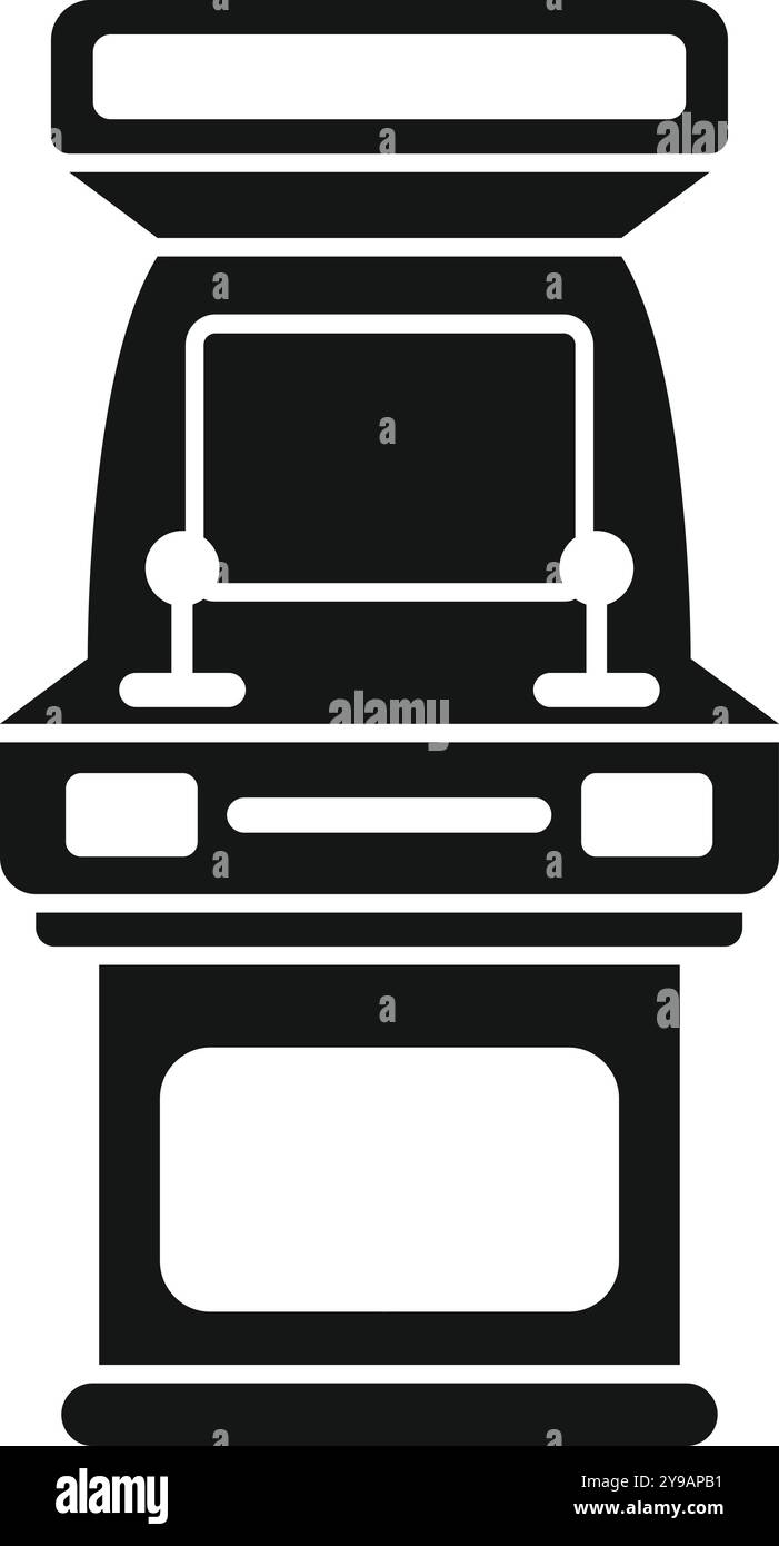 Black solid icon for a retro arcade game machine with two joysticks ...