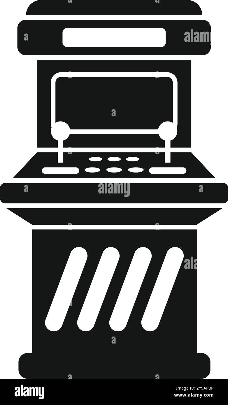Black silhouette of a classic arcade game machine, evoking nostalgia ...