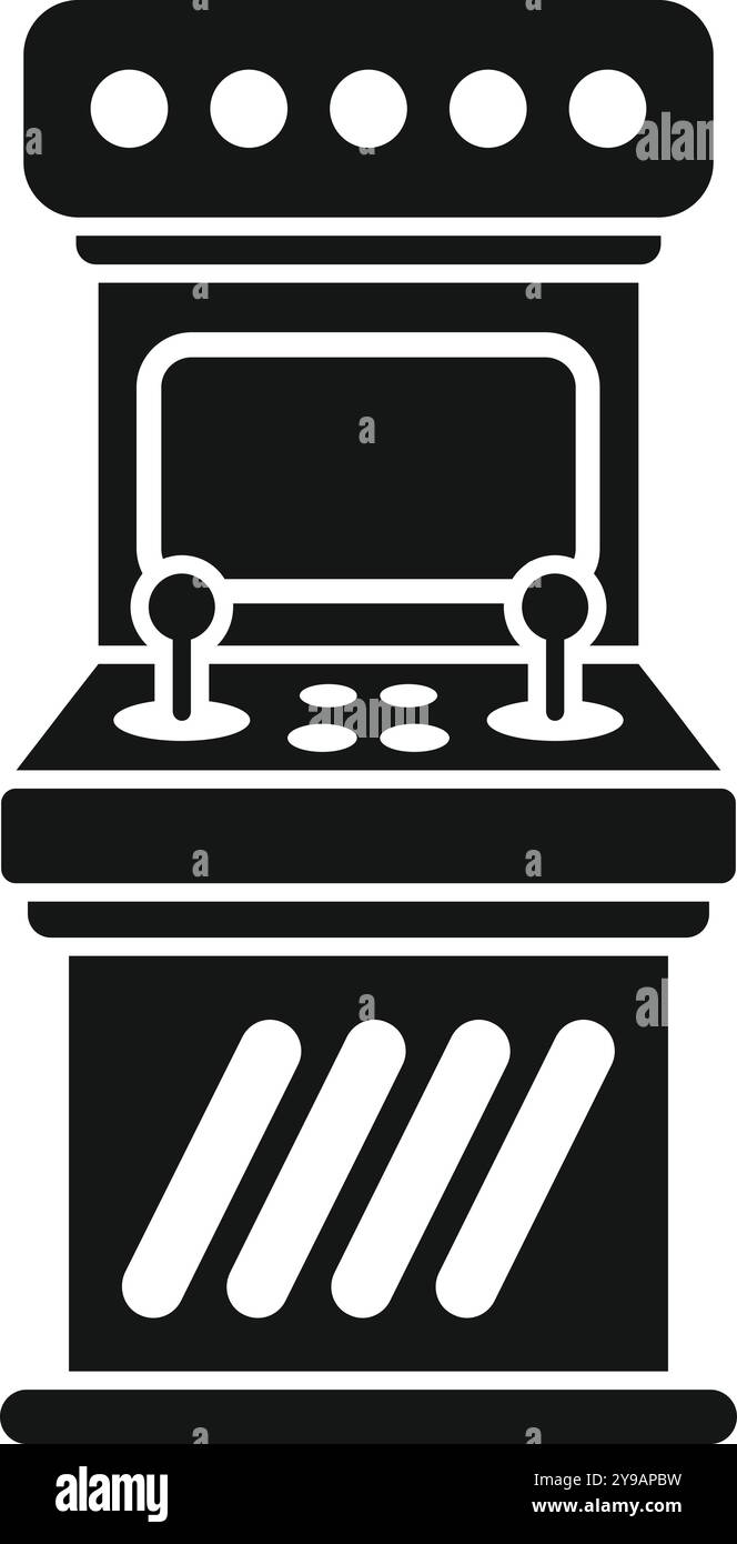 Simple vector icon of a classic arcade game cabinet, featuring a screen ...