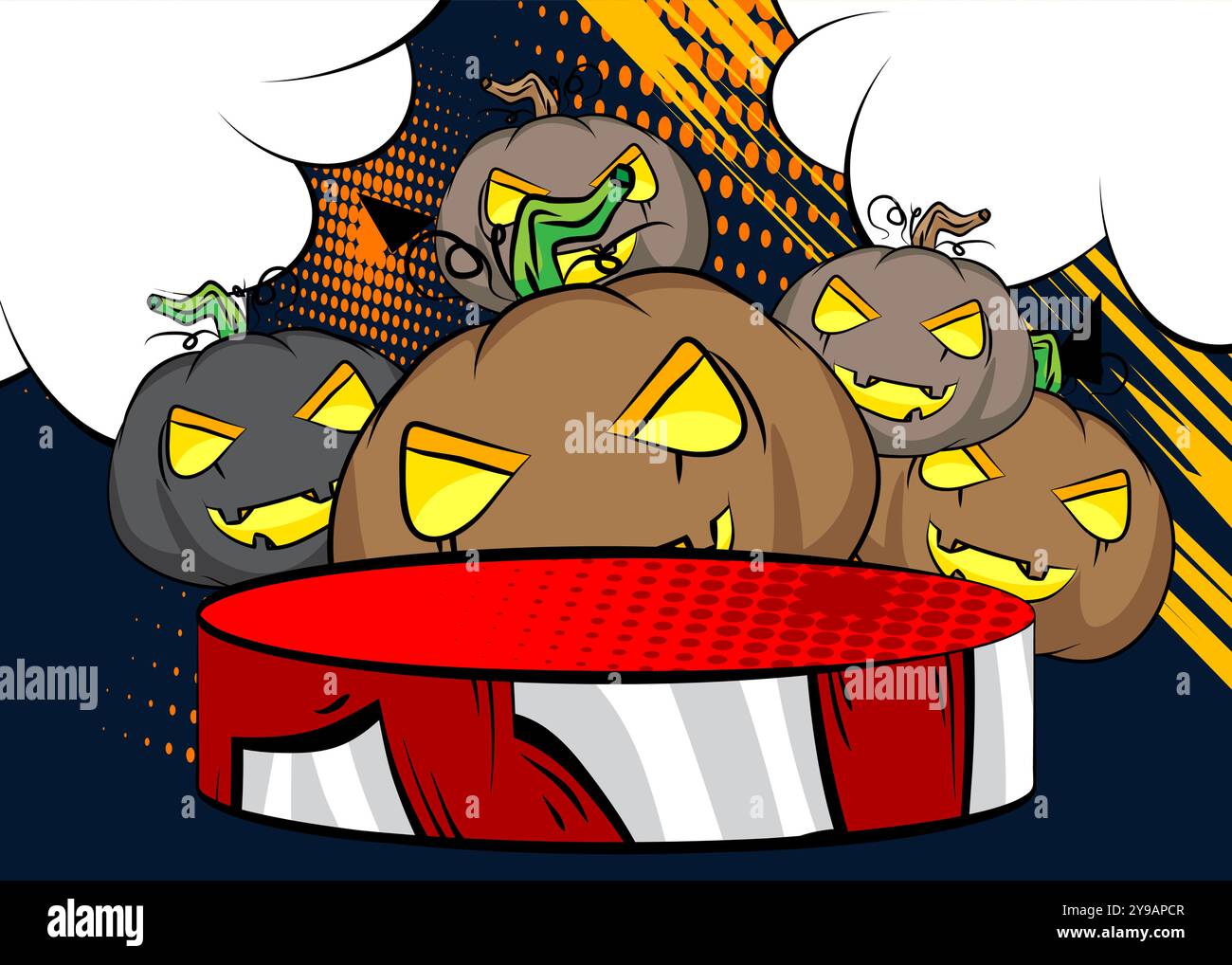 Comic Book Product podium stage for mockup presentation with Halloween ...