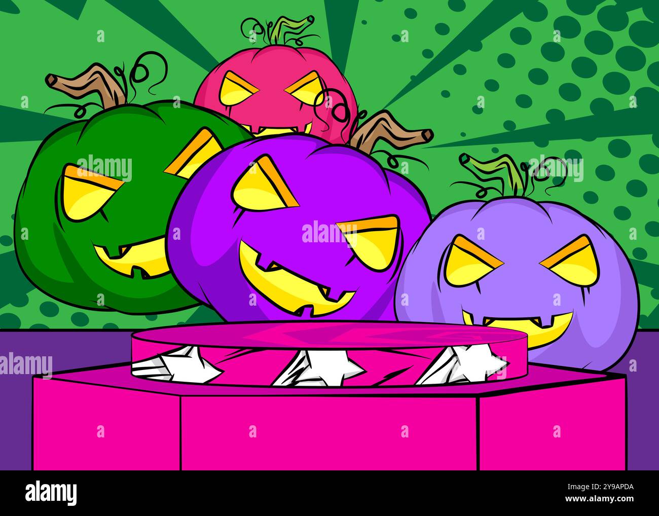 Comic Book Product podium stage for mockup presentation with Halloween ...
