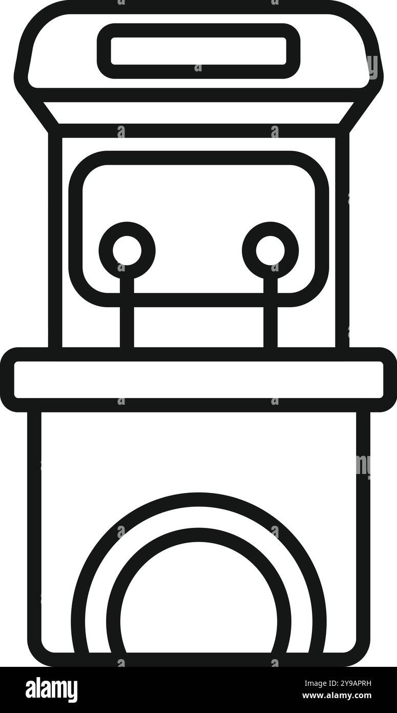 Simple outline icon of a double arcade game machine, a symbol of ...