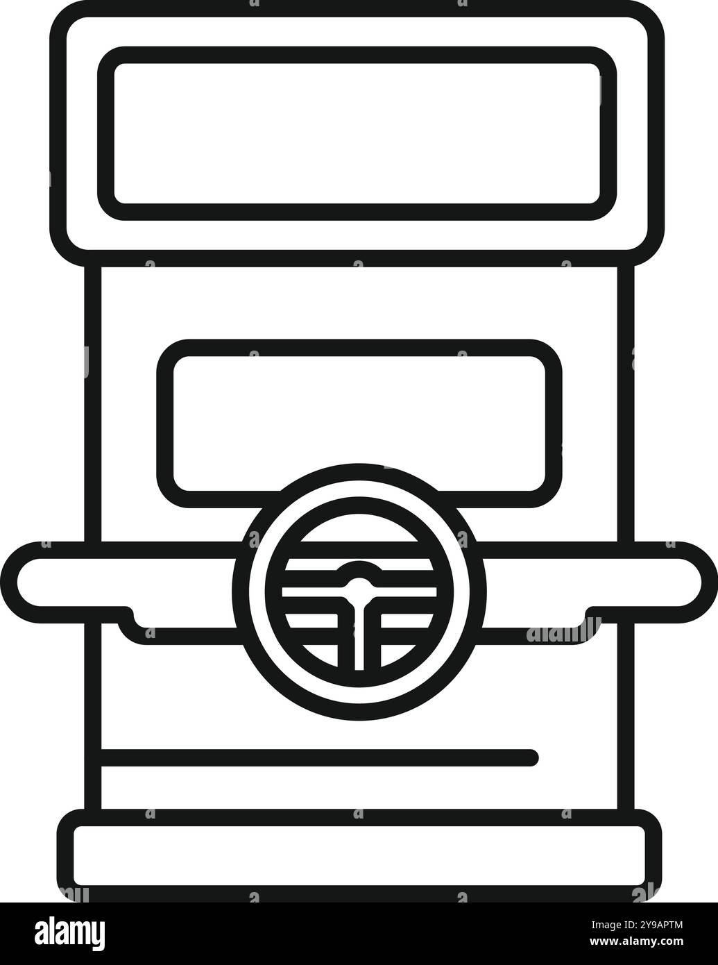 Simple and minimal illustration of a double decker bus front view, a ...