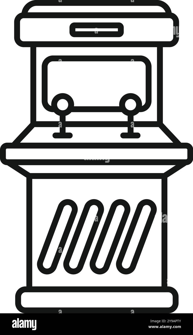 Simple black and white vector icon representing a classic arcade game ...