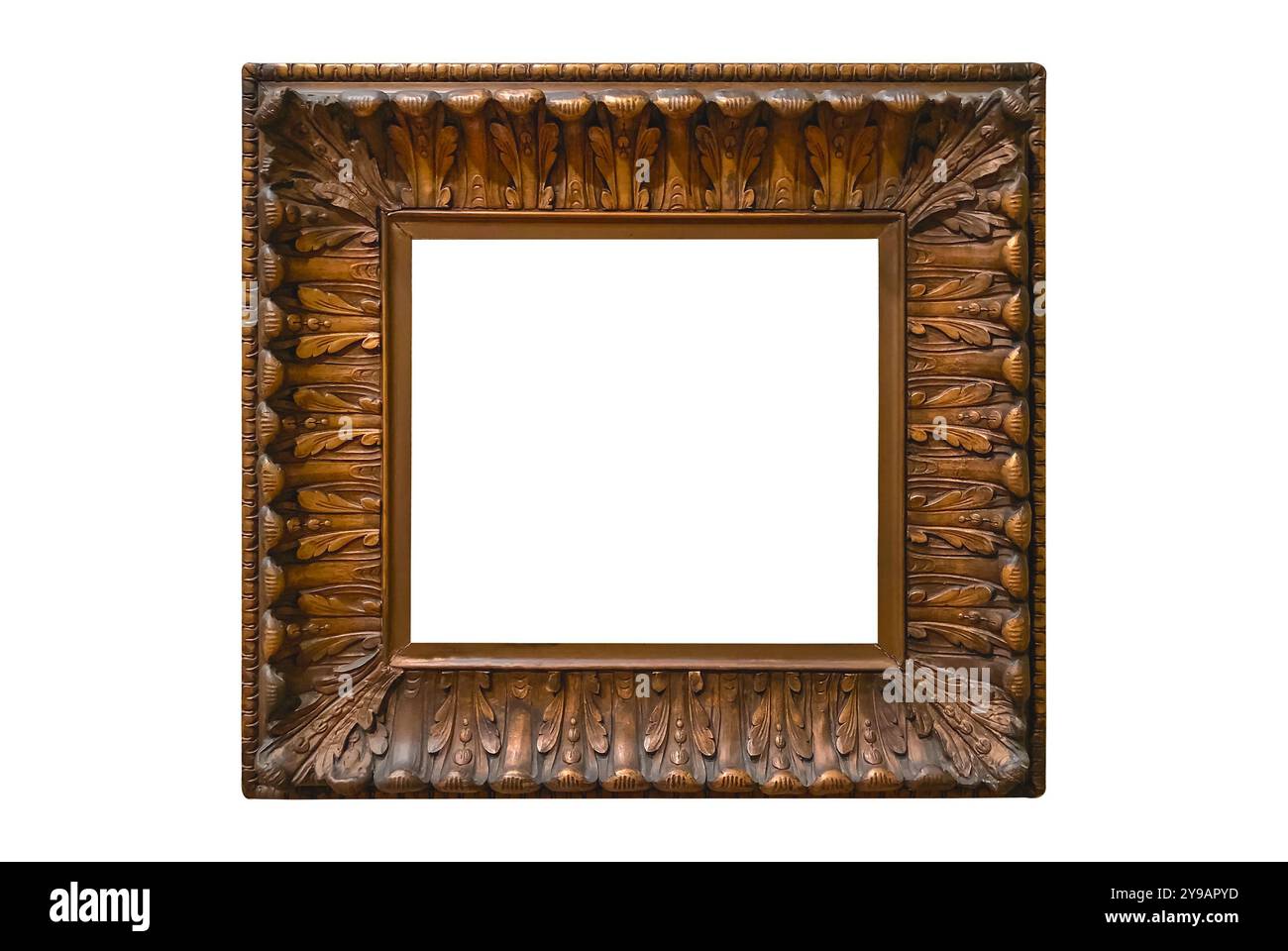 Carved wooden frame decorative brown wood isolated empty blank ...