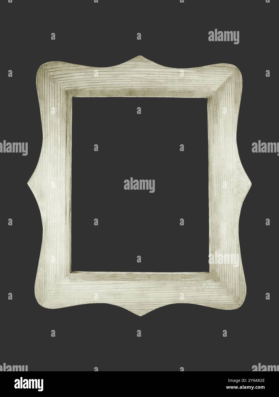 Curvy wooden frame template overlay isolated grey background pastel ...