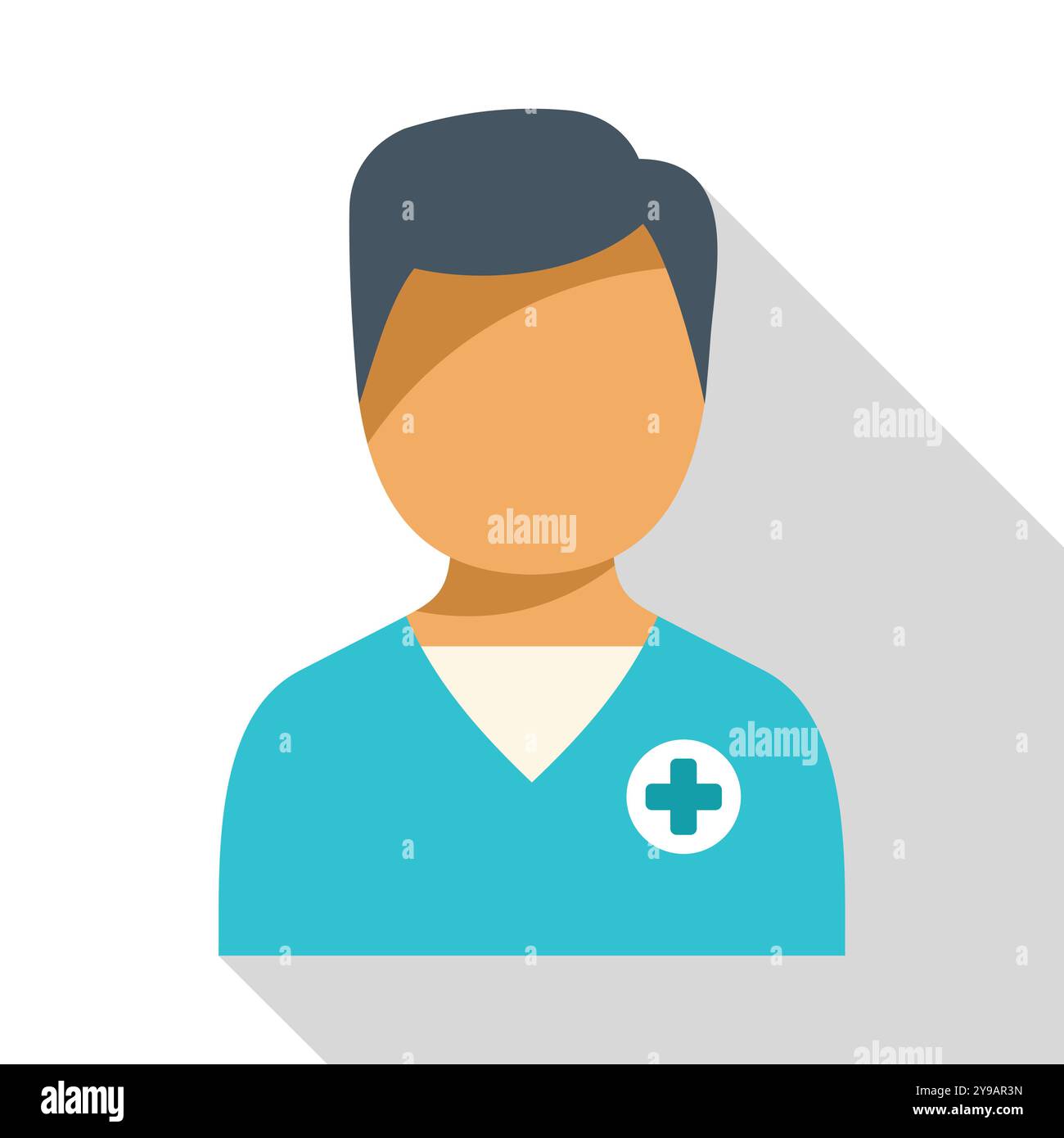 Simple and friendly looking male nurse character wearing blue scrubs ...
