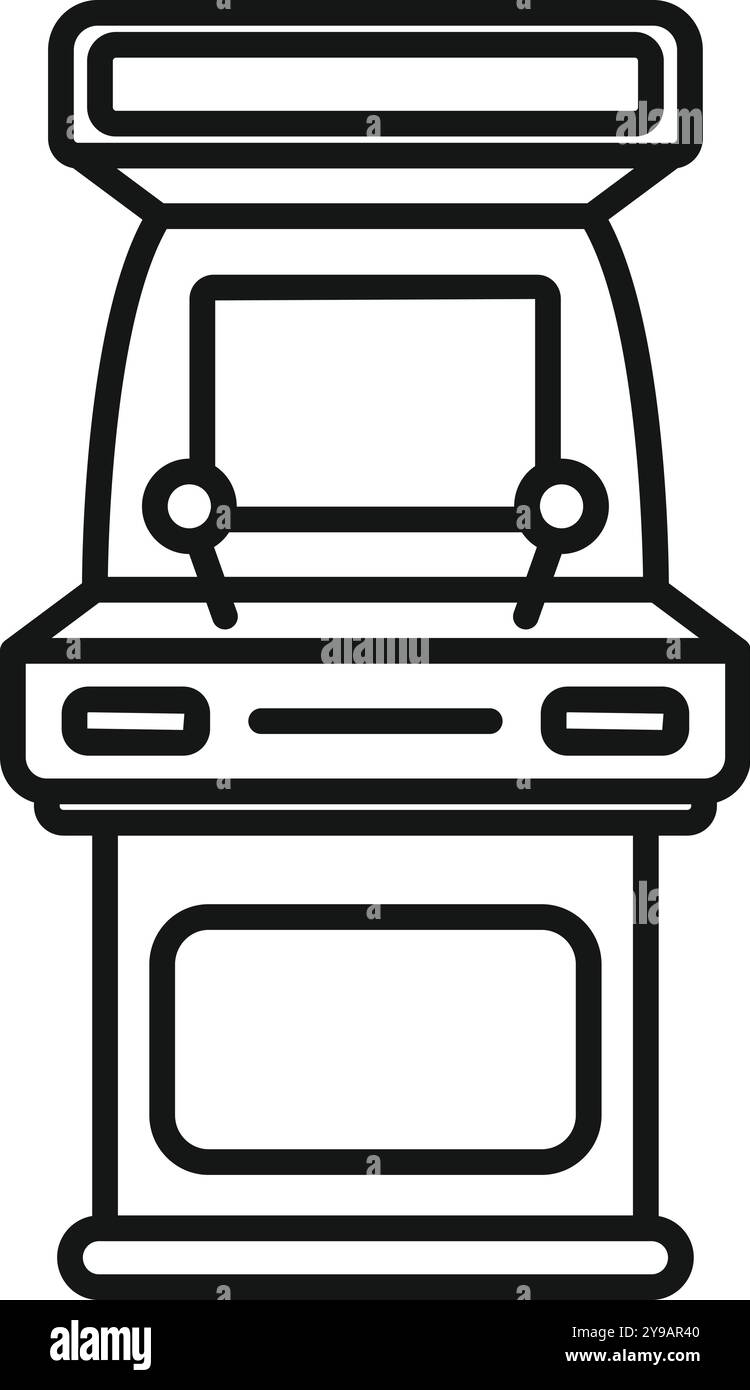 Simple line drawing of a classic arcade game cabinet, evoking nostalgia ...
