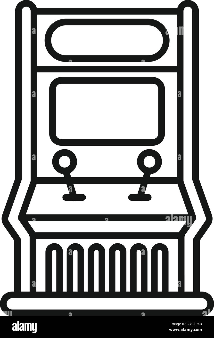 Retro arcade game machine icon in outline style for any design purpose ...