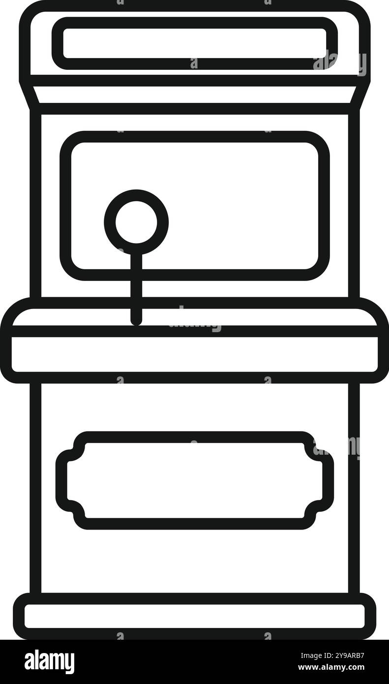 Retro arcade game machine line art icon featuring a joystick and screen ...