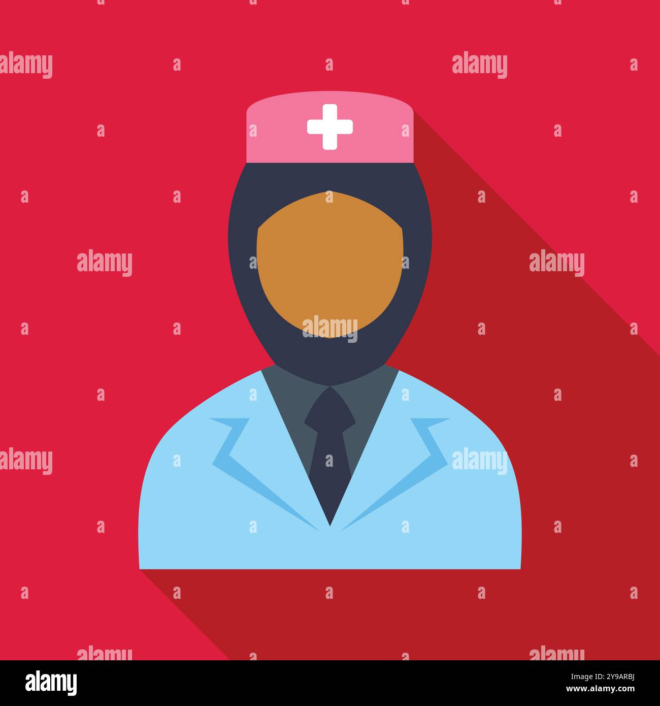 Muslim female doctor or nurse wearing a hijab and scrubs in this flat ...