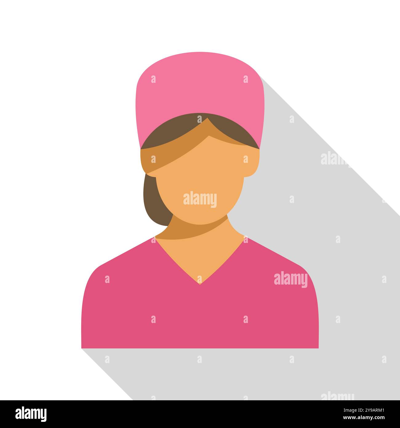 Simple and colorful vector illustration of a female nurse wearing pink ...