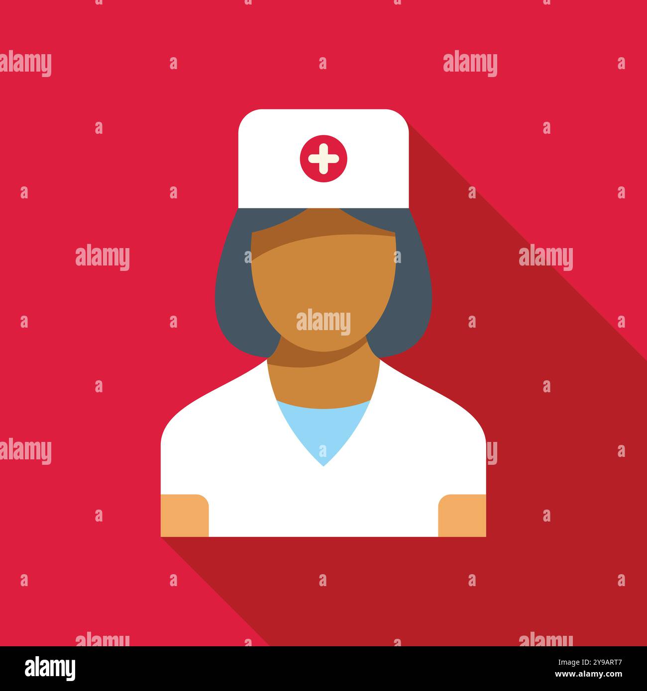 Simple and modern flat design illustration of a female nurse character ...