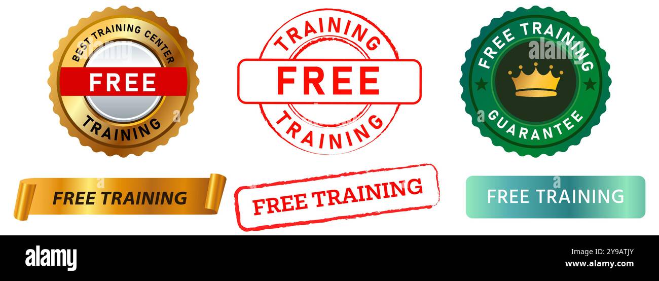 Free training course online offline exercise stamps colorful badges ...