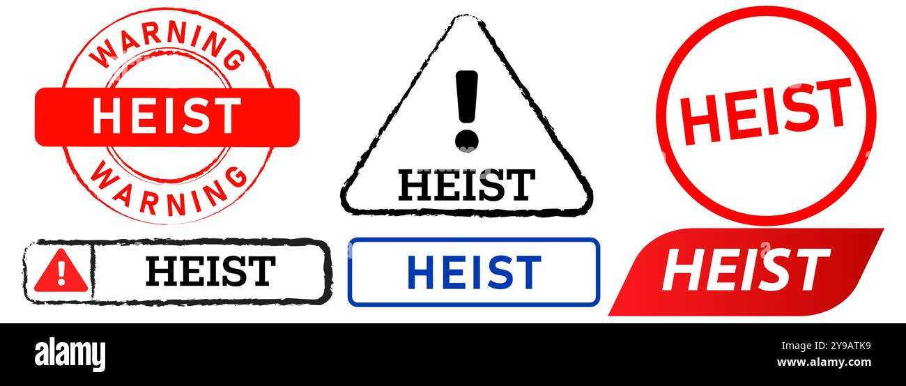 Heist robbery thief breaking in house criminal warning sign stamps ...