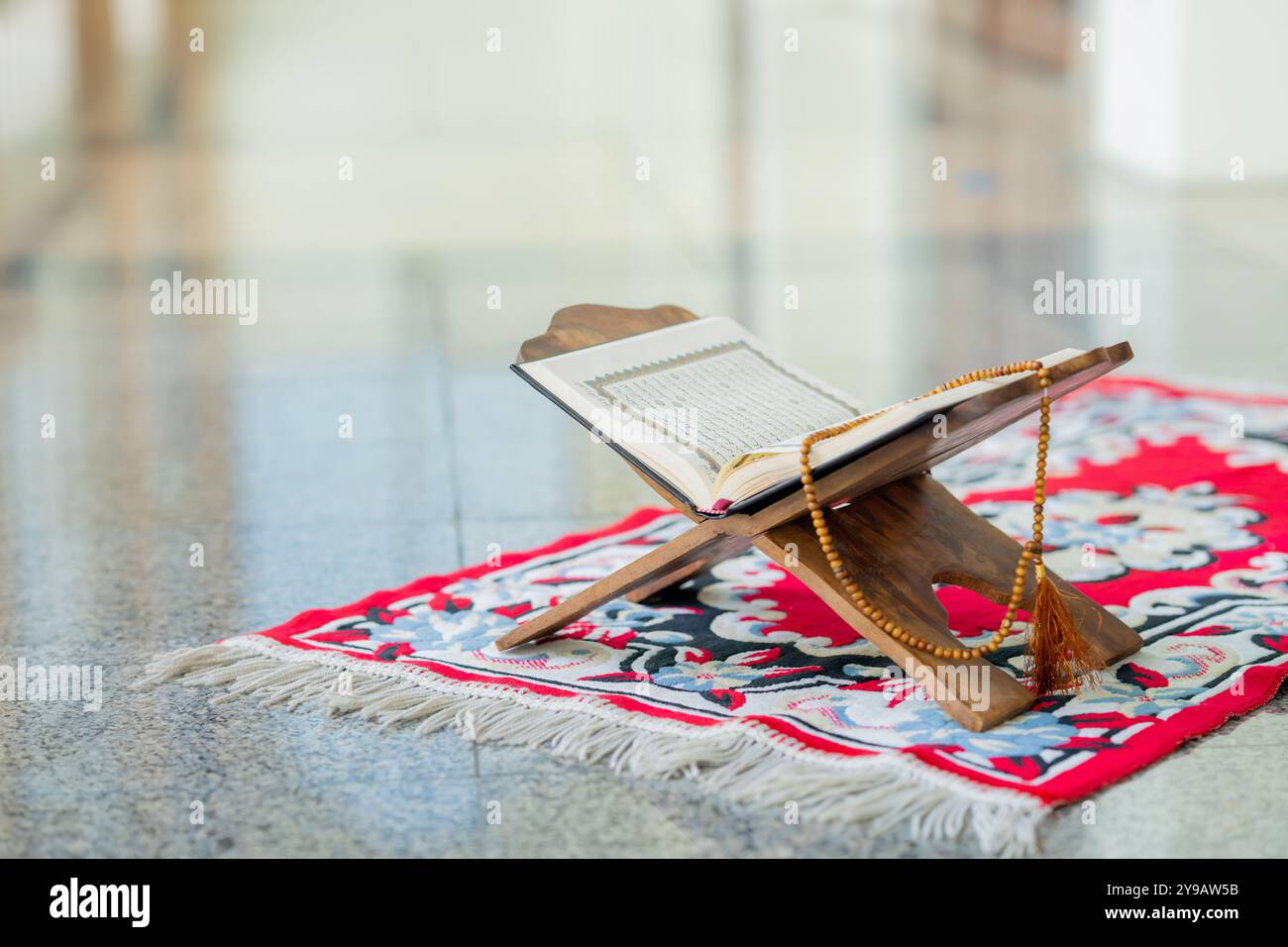 Islamic concept - The Holy Al Quran with written Arabic calligraphy ...