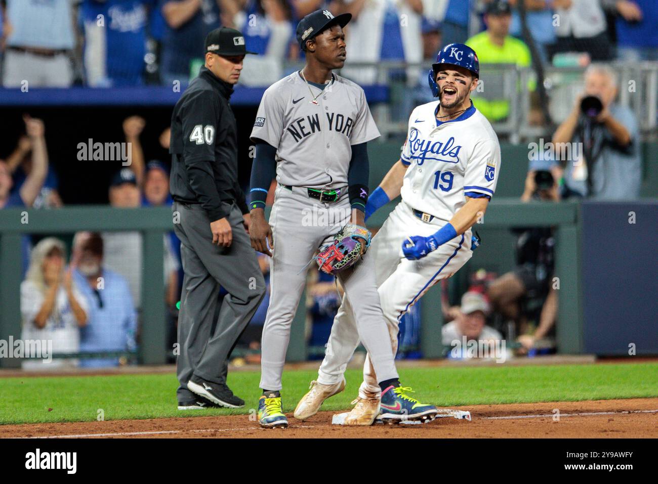 KANSAS CITY, MO - OCTOBER 09: Kansas City Royals second base Michael ...