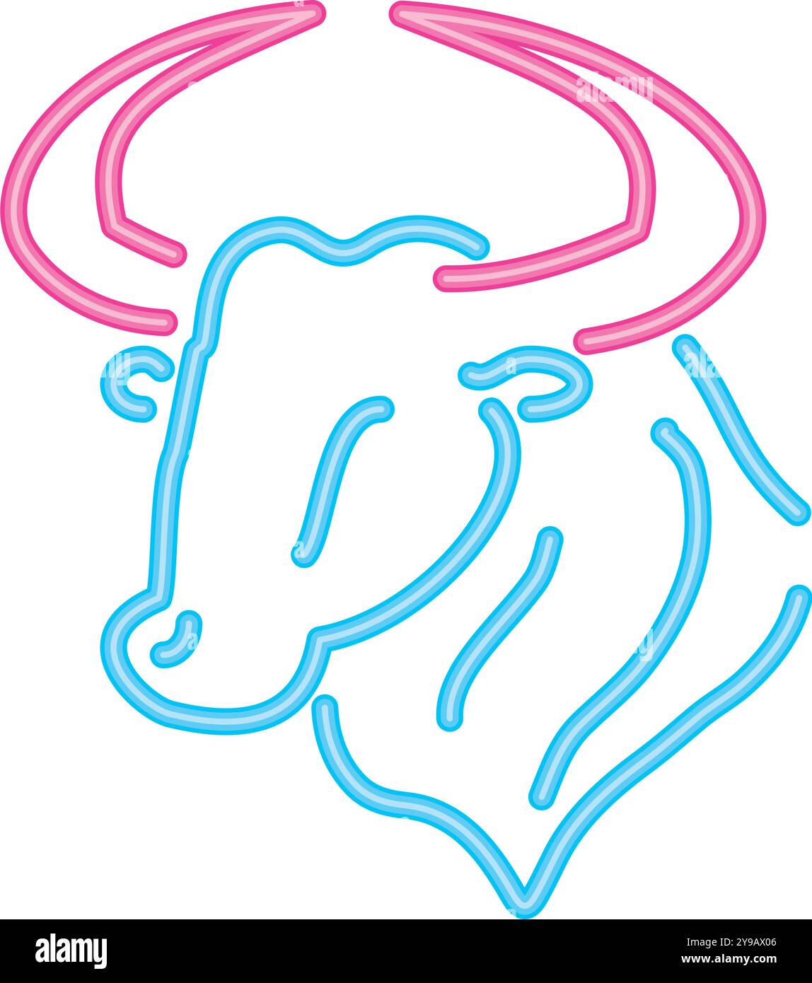 horned bull neon lights animal Stock Vector Image & Art - Alamy