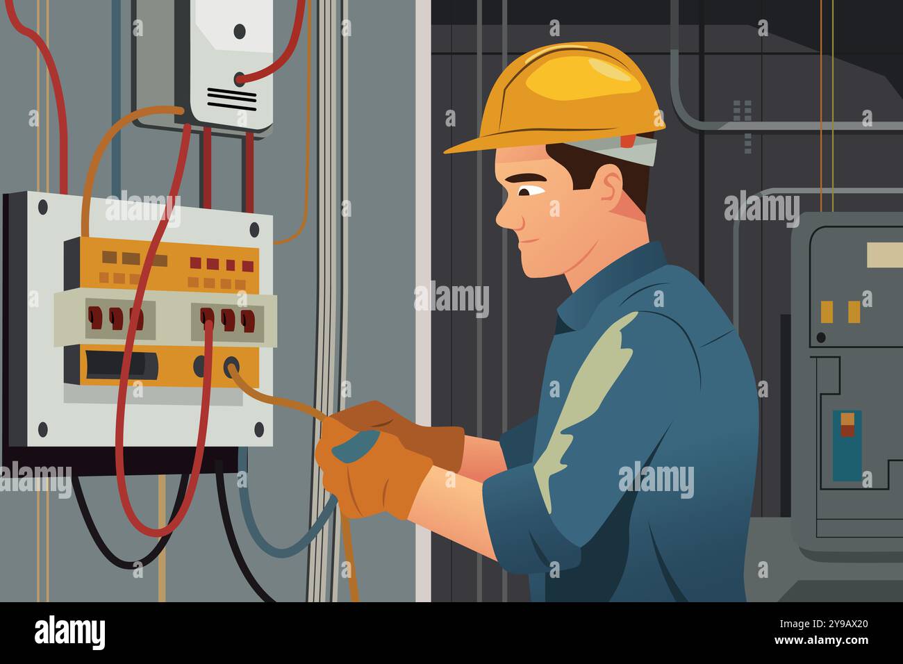 A vector illustration of a Working Electrian Stock Vector Image & Art ...