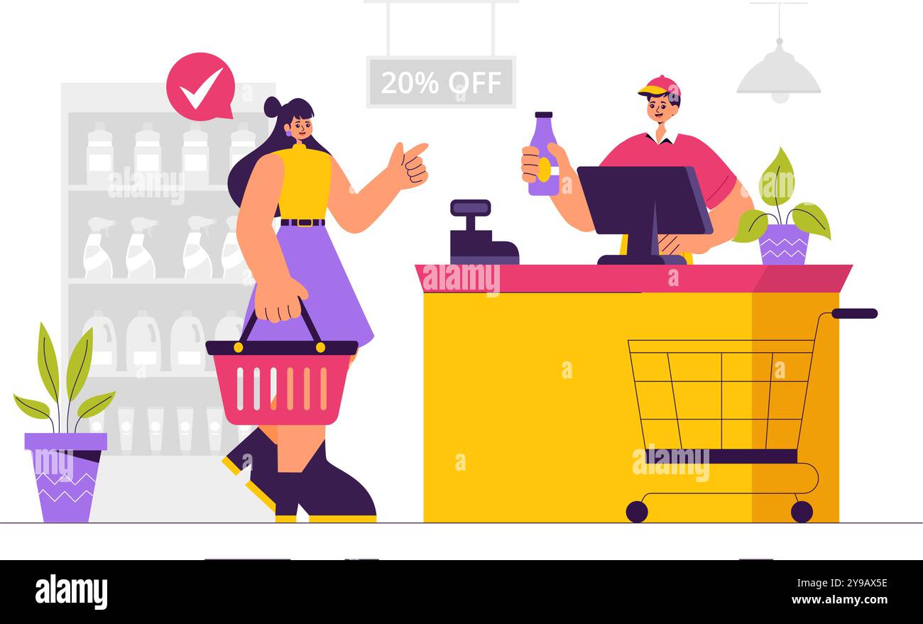 Vector Illustration of a Grocery Store Shelf Stocked with Assorted Food ...