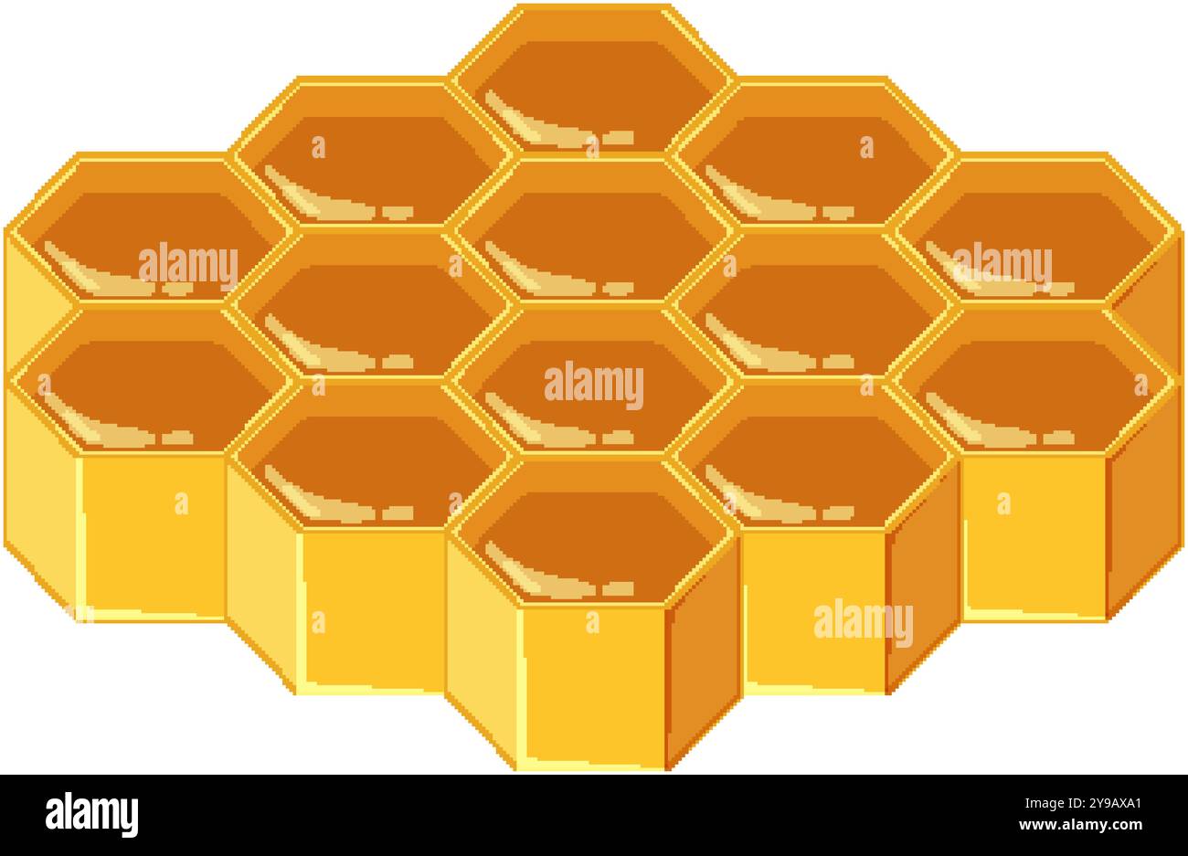 Illustration of honey-filled hexagonal honeycomb cells Stock Vector ...